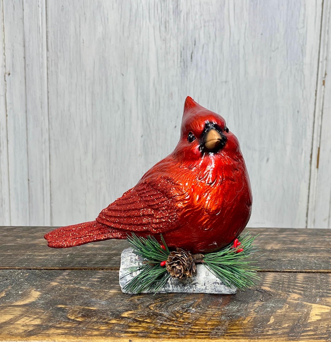 Red Cardinal Figurine Holiday Christmas Tabletop Decor Bird Gift Idea ...