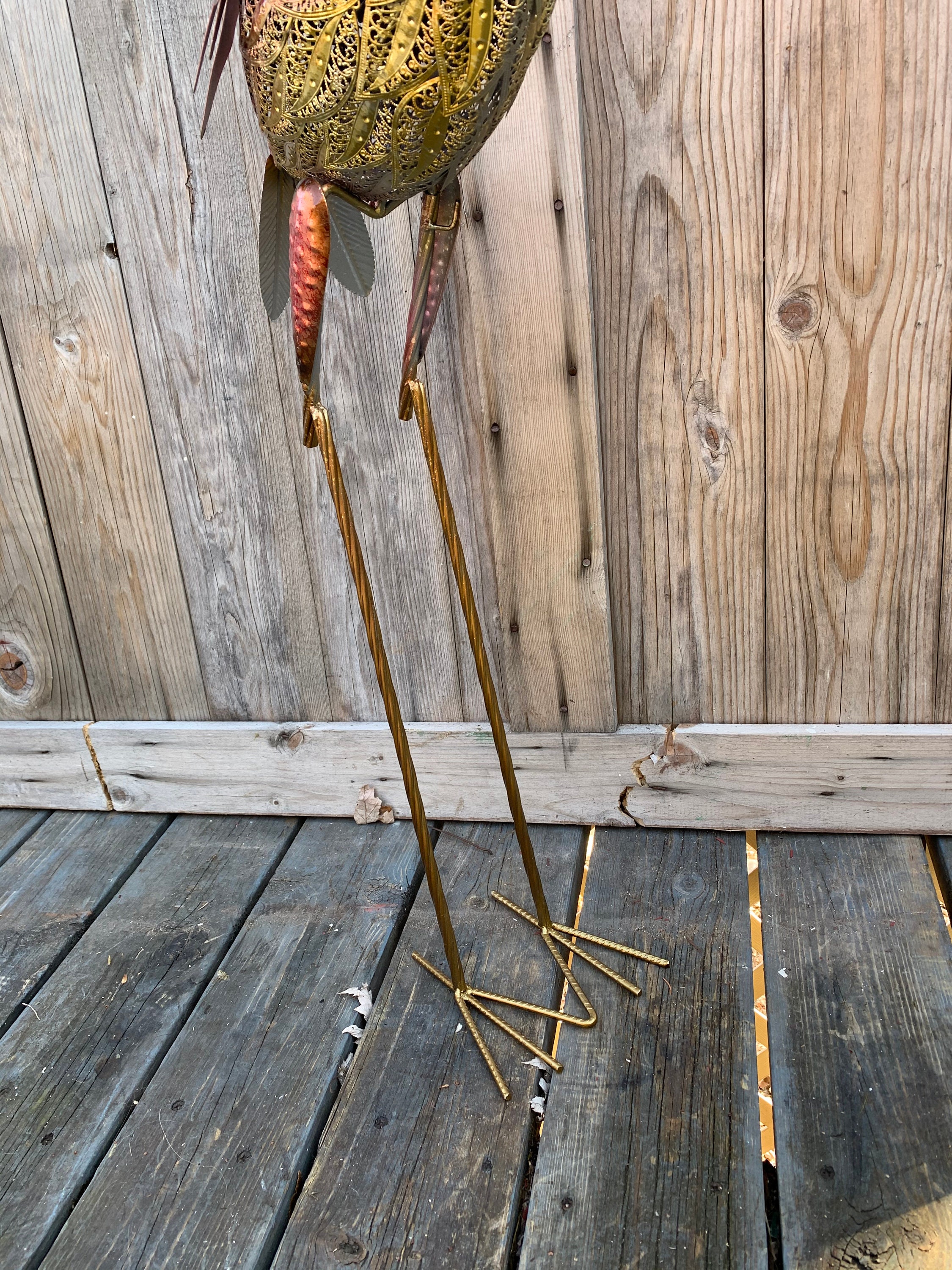 Metal Pink Flamingo Bird Statue Garden Stake Outdoor Garden | Etsy
