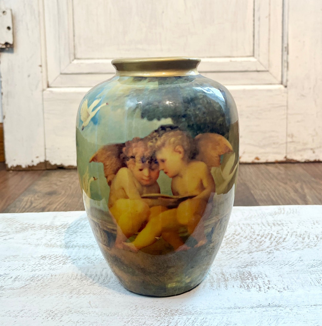 Vintage Porcelain Cherub Image Vase Victorian Shabby Chic EL87 - Etsy