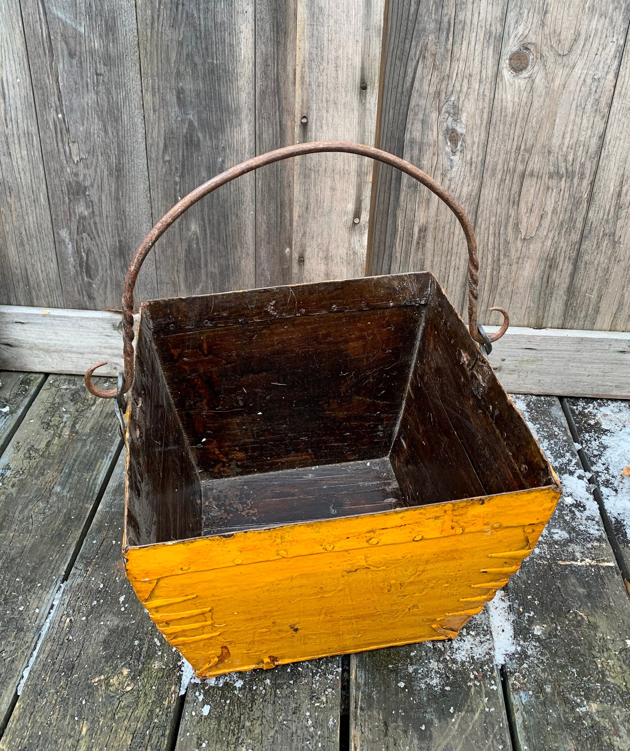 Primitive Wood Rice Bucket W/ Hand Forged Iron Handle DE77 - Etsy
