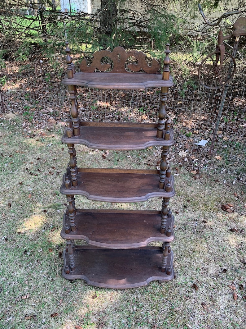 Antique Finial Shelf Five Tier Wood Shelf. Turned Spindle - Etsy