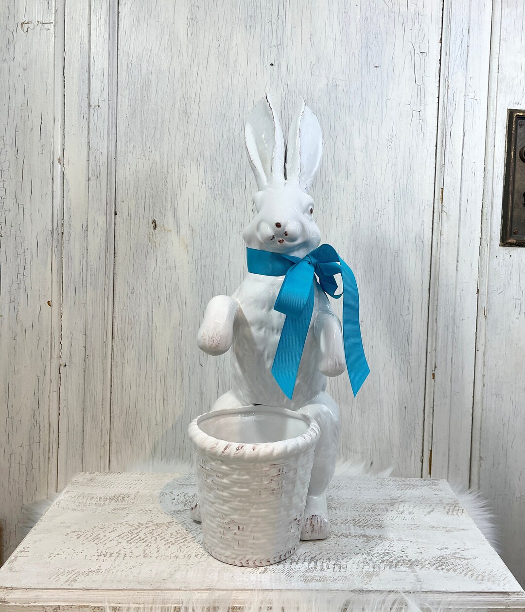 White Bunny Rabbit Statue Figurine, Easter Bunny Tabletop Decor DX64 - Etsy