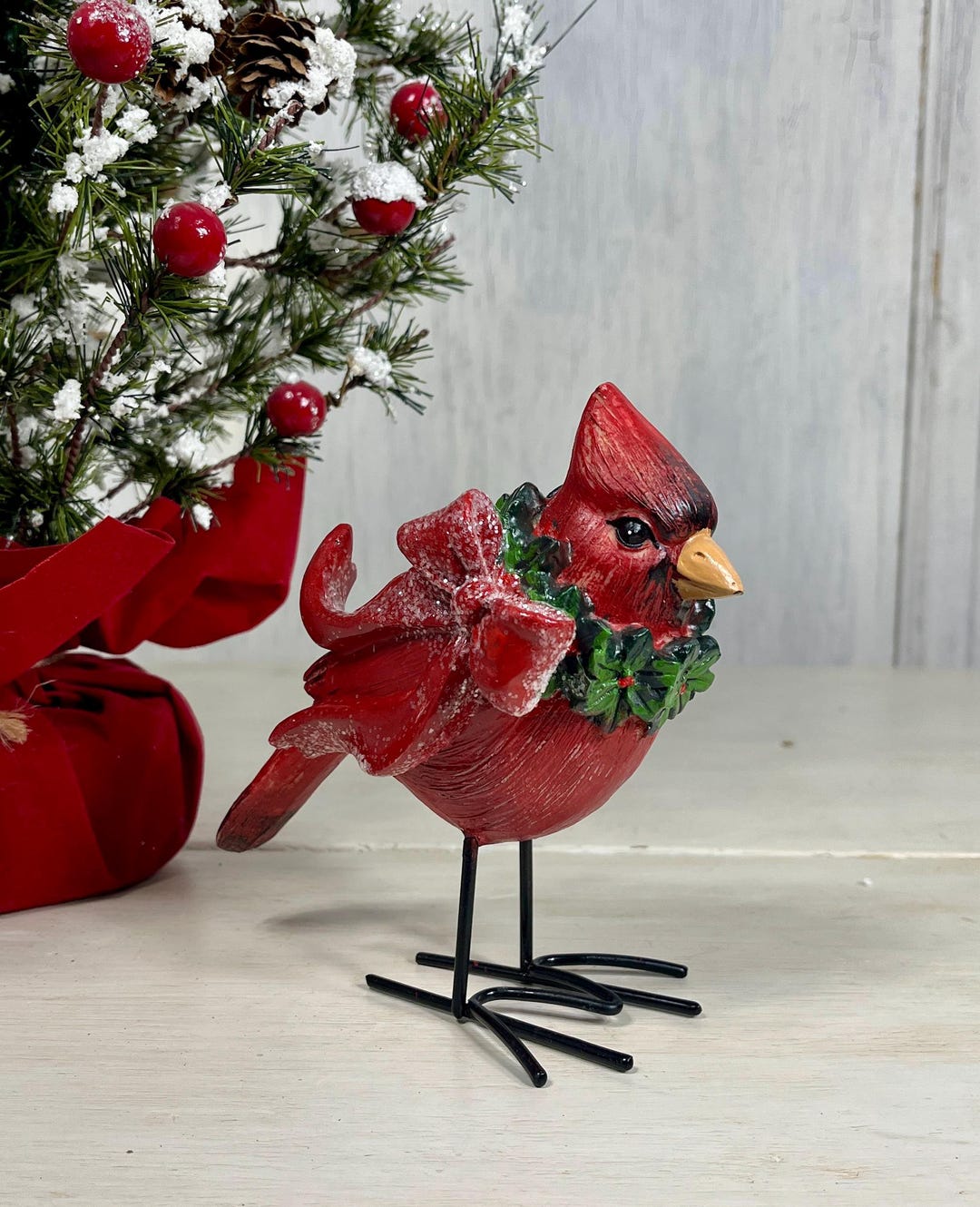 Red Cardinal Figurine Holiday Christmas Tabletop Decor Bird Gift Idea ...