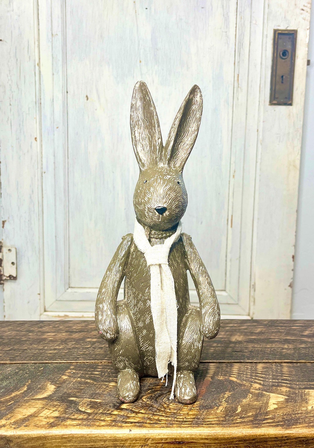 Rustic Brown Distressed Bunny Rabbit Statue Figurine Easter Tabletop ...