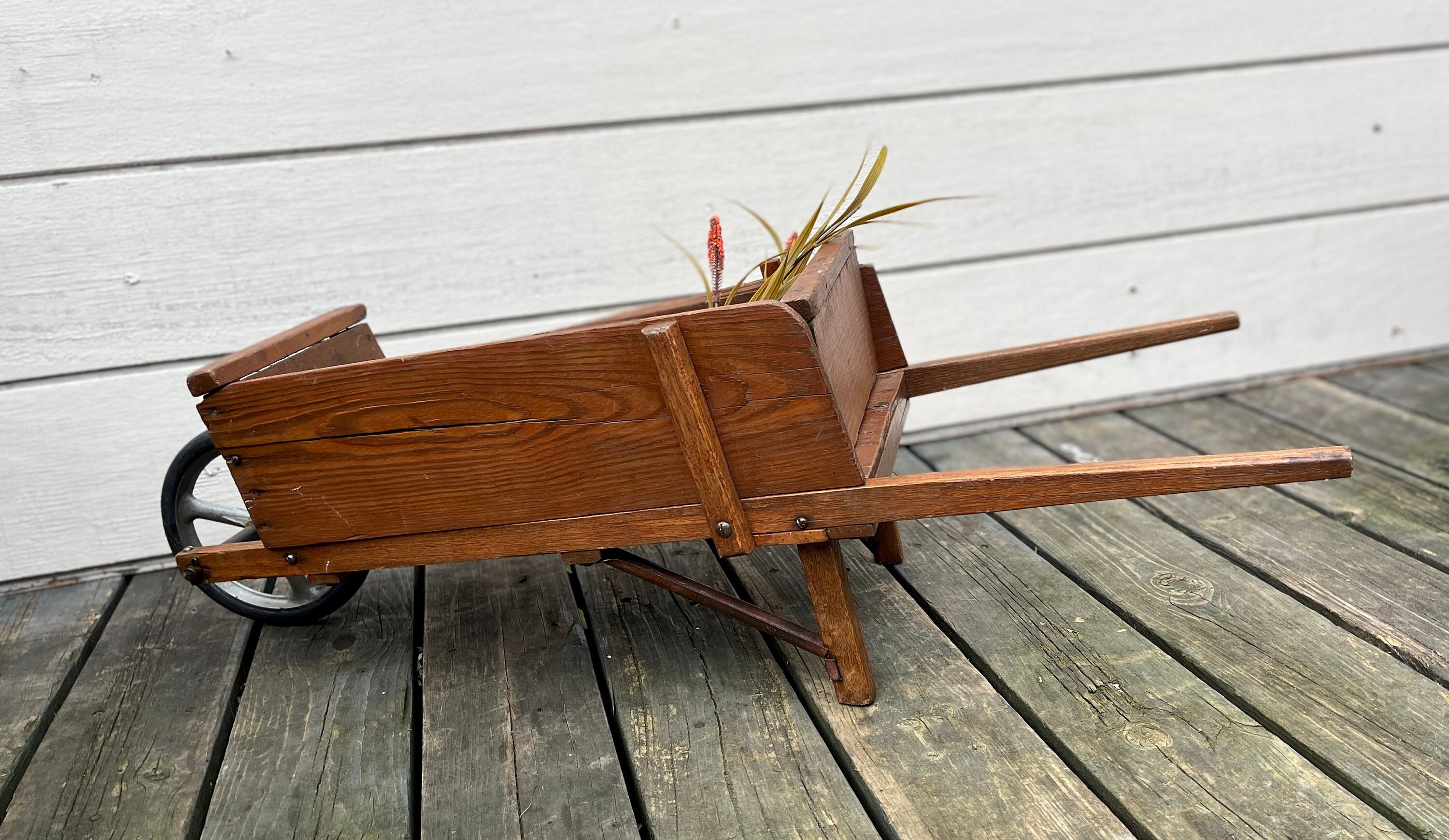 Antique Wood Wheelbarrow Wagon Rustic Farmhouse Planter - Etsy