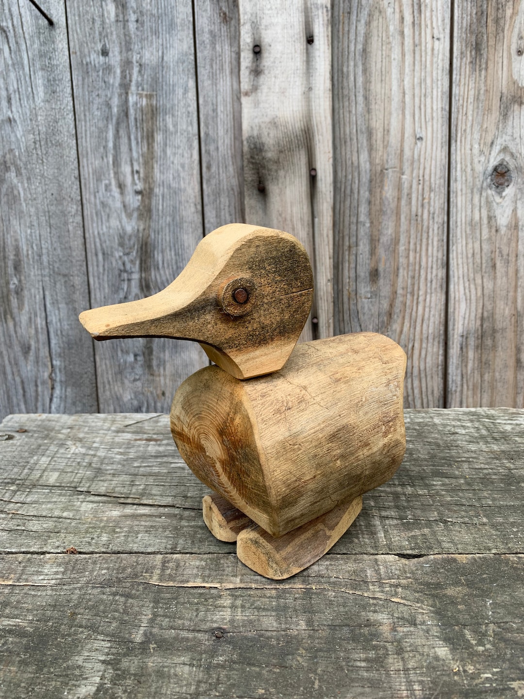 Vintage Wood Duck Toy Duckling Statue Figure Sculpture - Etsy
