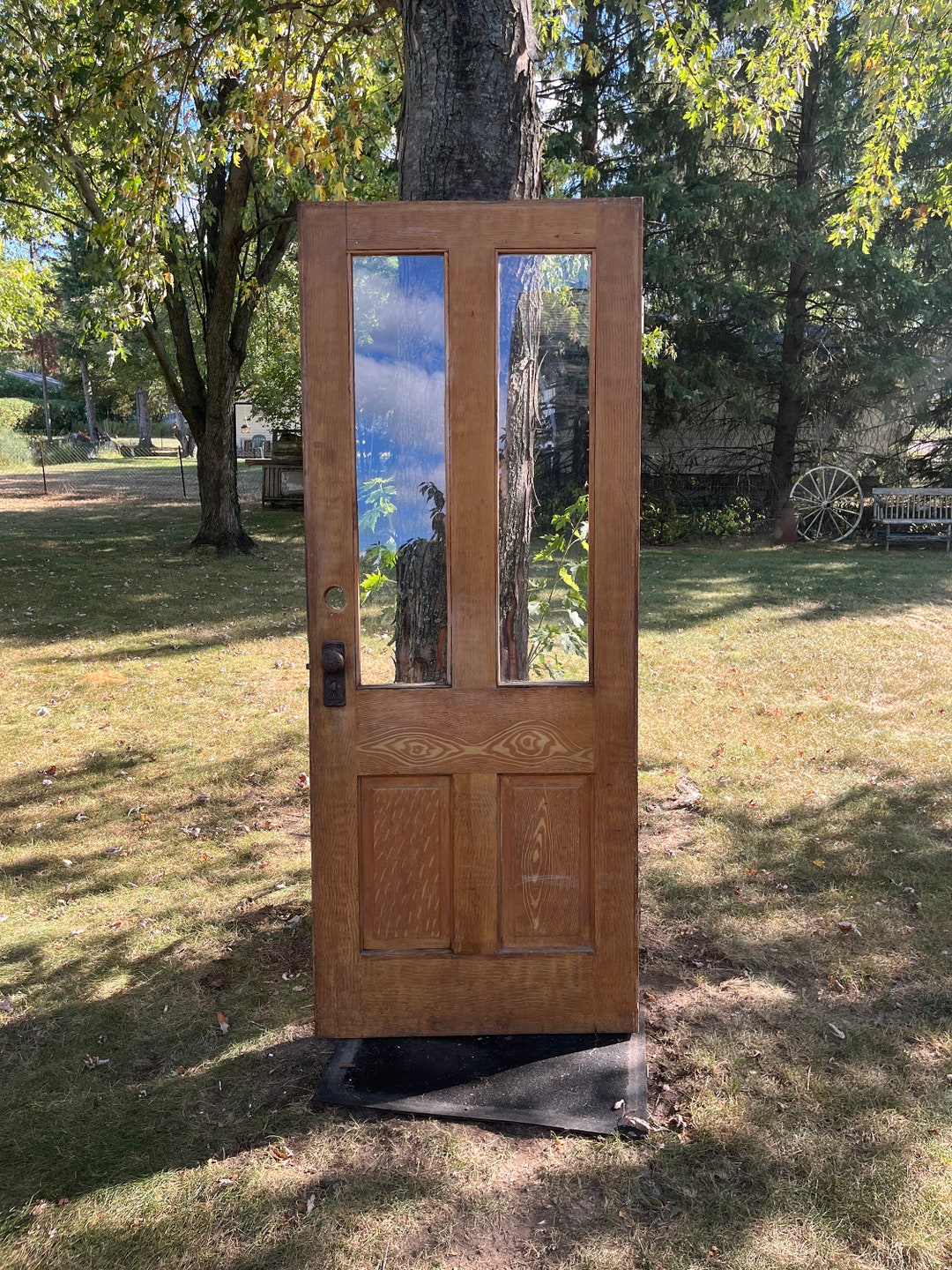 Antique Wood Glass Panel Entry Door Restoration Reclaimed - Etsy