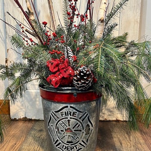 Fire Fighter Fireman Metal Sign Cut Out Sap Bucket Planter Laser Cut ...
