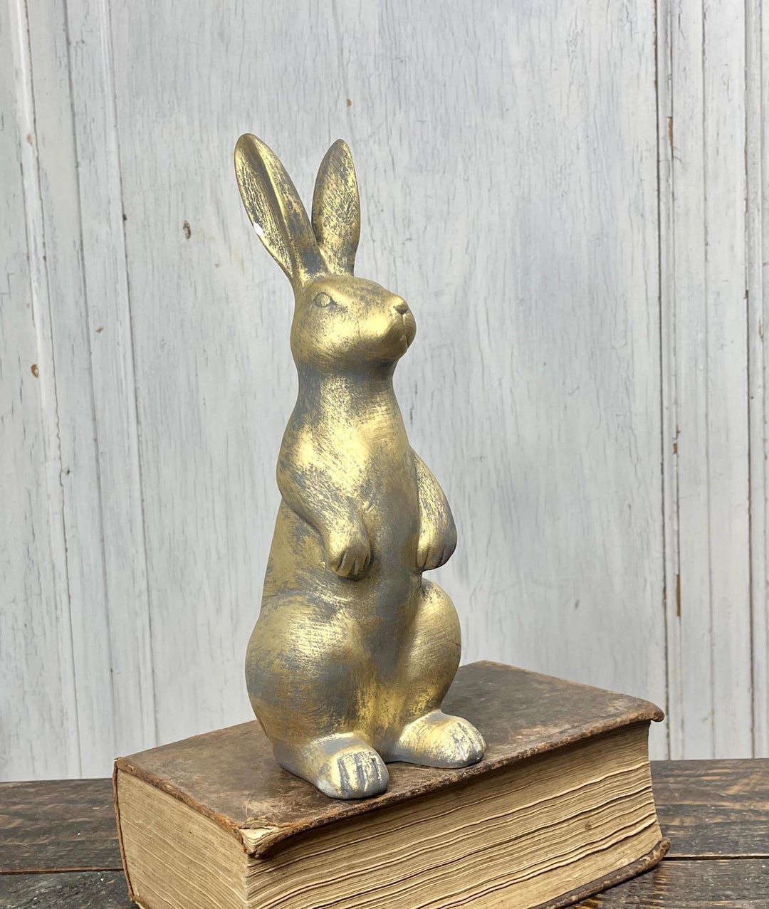 Gold Standing Rabbit Statue Figurine 11 1/2" Tall EZ57 - Etsy
