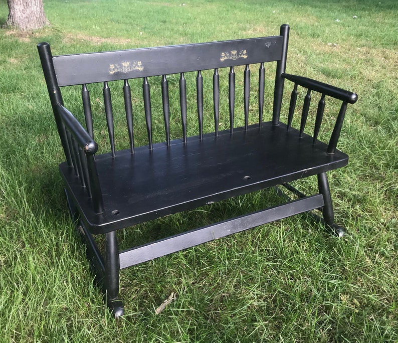 Antique Wood Mammy Bench Baby Rocker Spindle Bench Black | Etsy