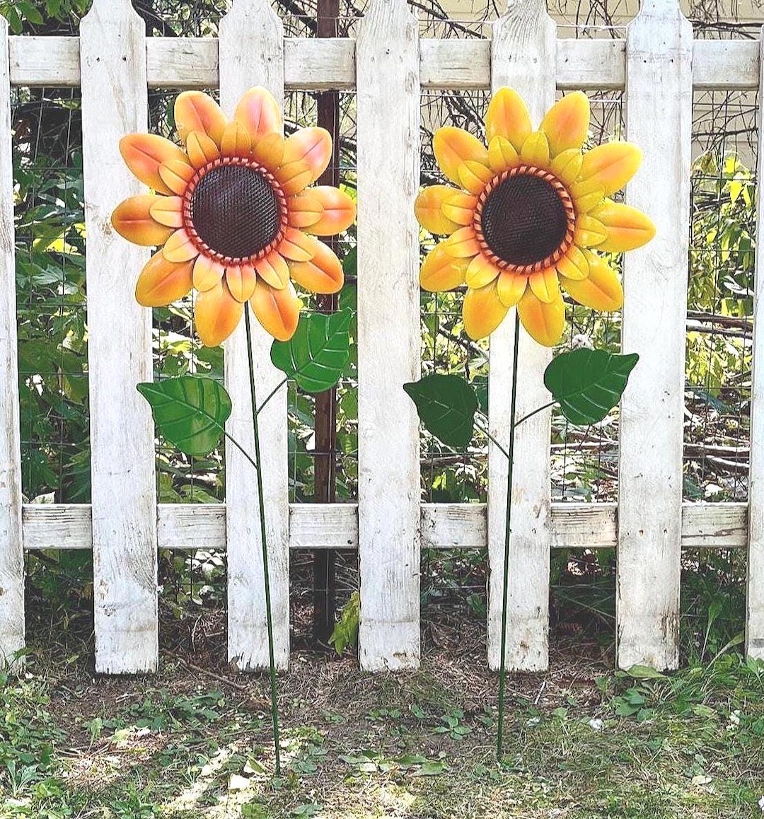 Large Metal Sunflower Fall Outdoor Decor Yard Art 12"w X 36"t - Etsy
