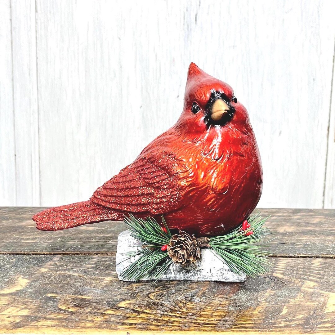 Red Cardinal Figurine Holiday Christmas Tabletop Decor Bird Gift Idea ...