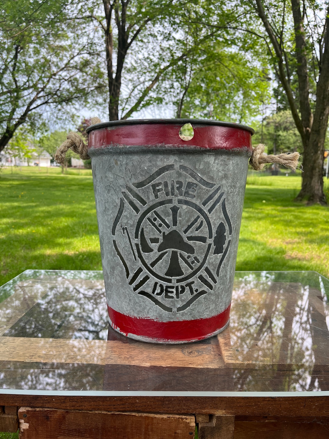 Fire Fighter Fireman Metal Sign Cut Out Sap Bucket Planter Laser Cut ...