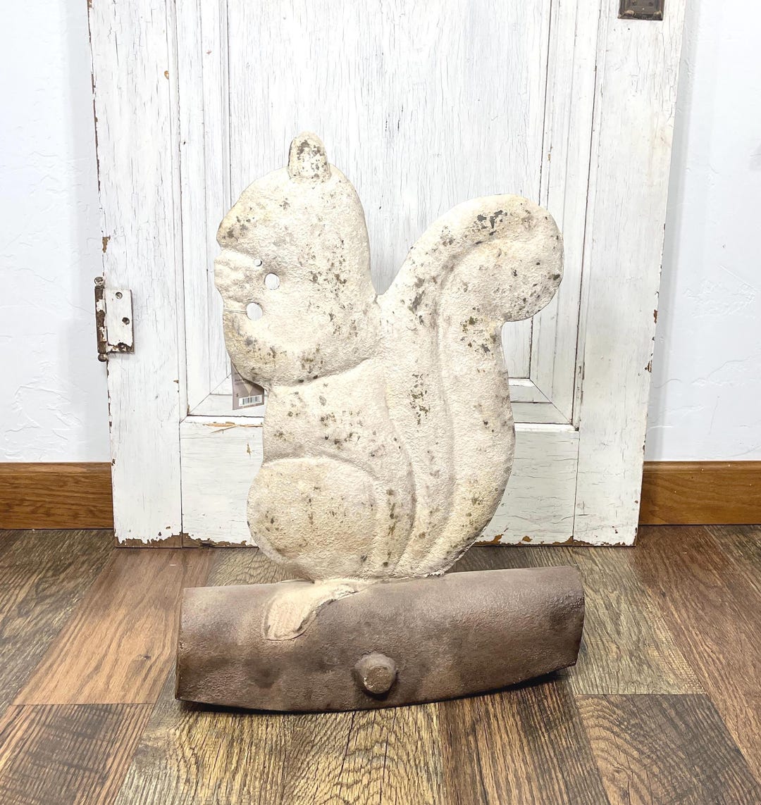Squirrel Statue Outdoor Aged Distressed Metal Garden Art Yard Lawn ...