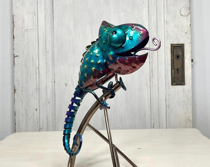 Metal Salander Lizard Amphibian Statue Indoor Outdoor Garden Stake Yard ...