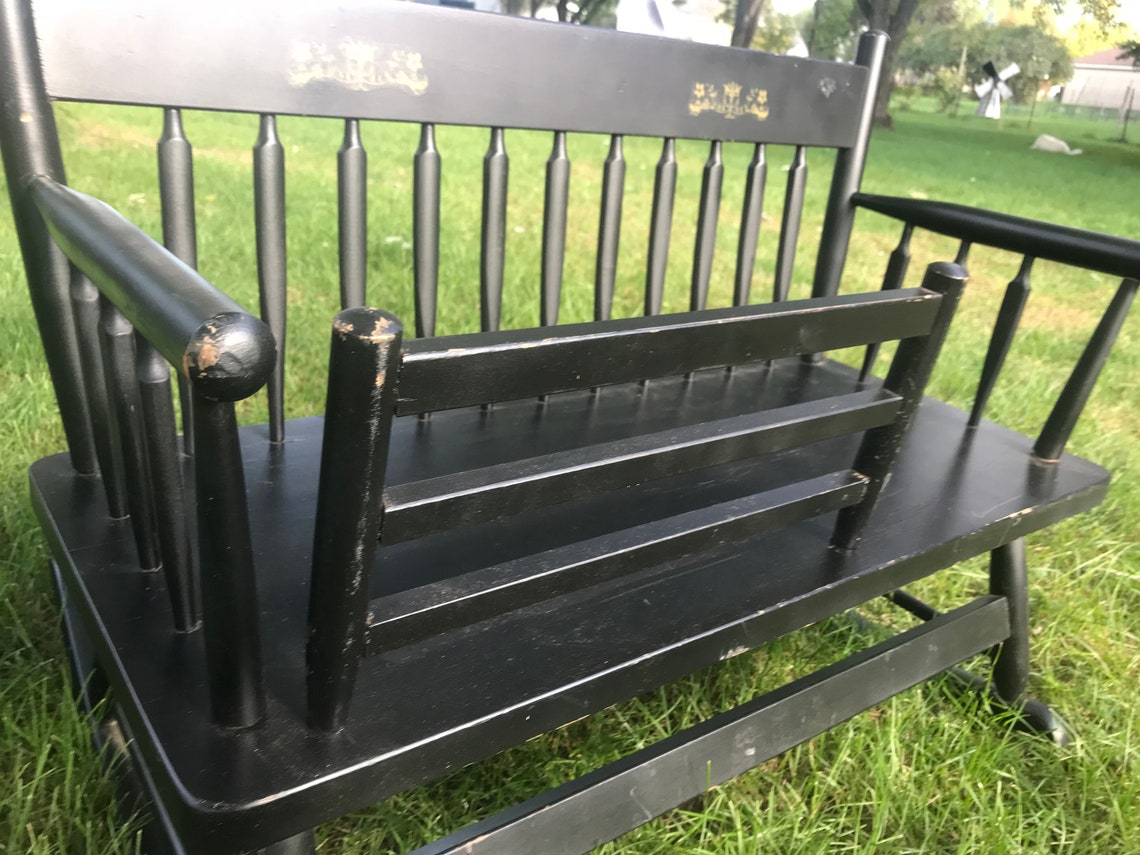 Antique Wood Mammy Bench Baby Rocker Spindle Bench Black | Etsy