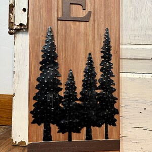 Rustic Wood Metal Welcome Sign Door Leaner W/ Evergreen Forest - Etsy