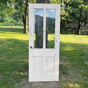 Antique Wood Entry Wavy Glass Window Panel Door, Architectural Salvage ...