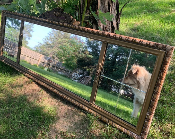 Gorgeous Antique Sideboard Buffet Mirror, 3 Panel Mirror, Art Nouveau, Narrow, Long, Plaster ...