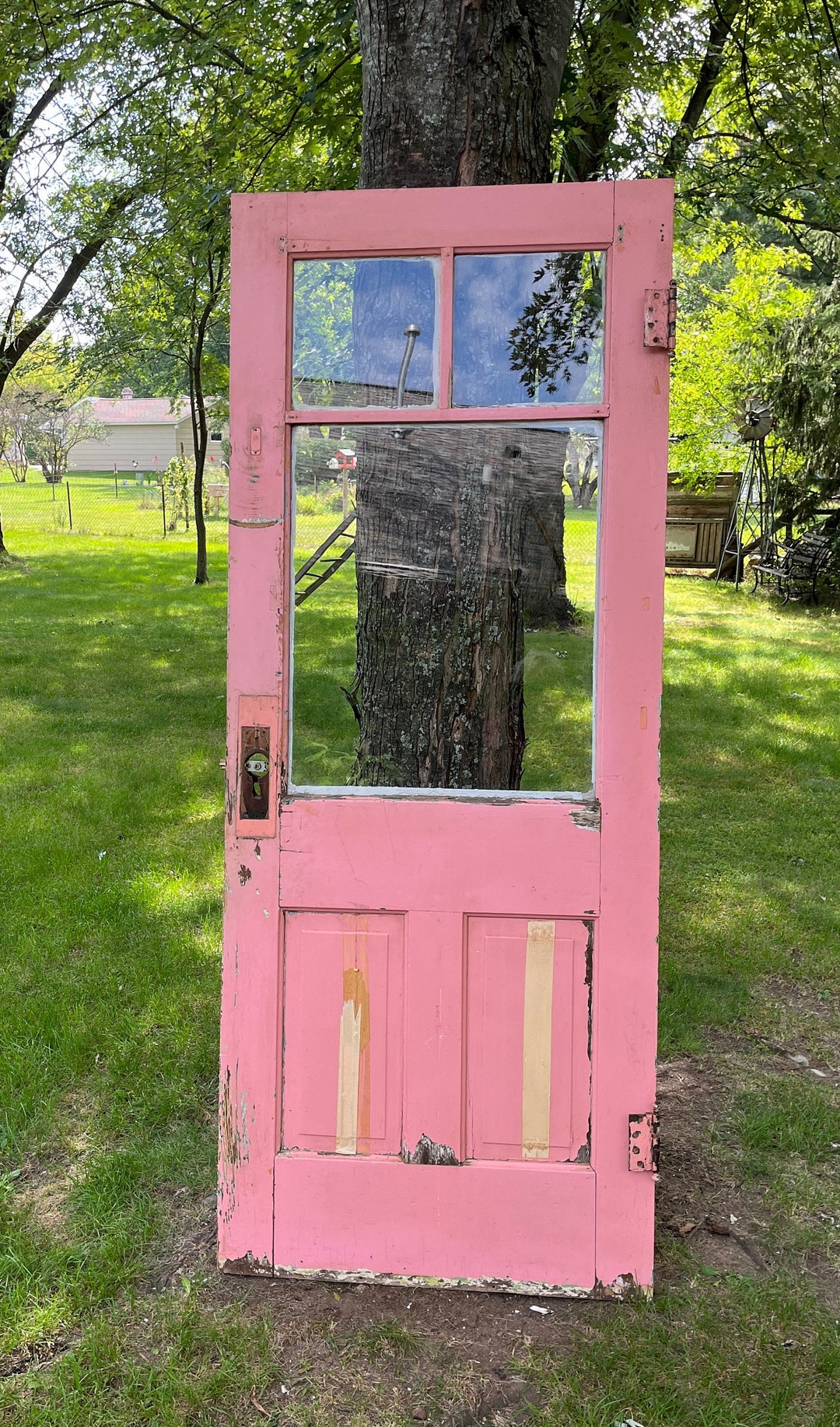 Antique Wood Wavy Glass Exterior Entry Door Reclaimed Victorian Pantry ...