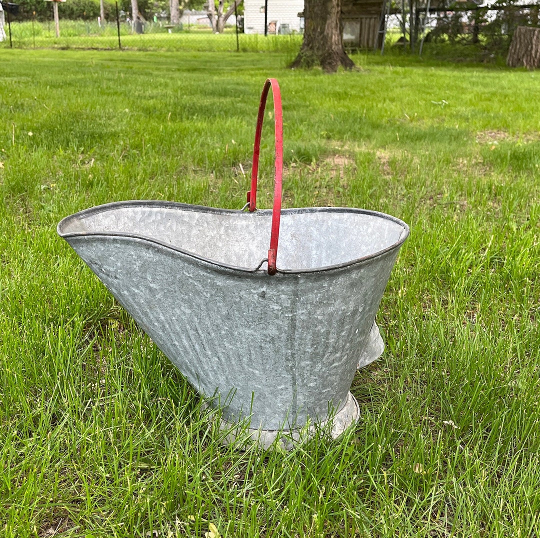 Antique Metal Coal Scuttle Bucket Rustic Farmhouse Primitive Planter ...