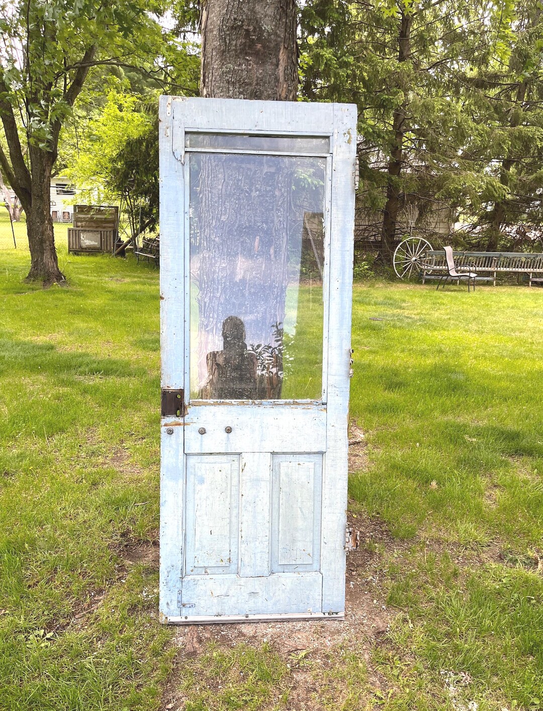Antique Wavy Glass Wood Entry Door, Reclaimed, Architectural Salvage ...
