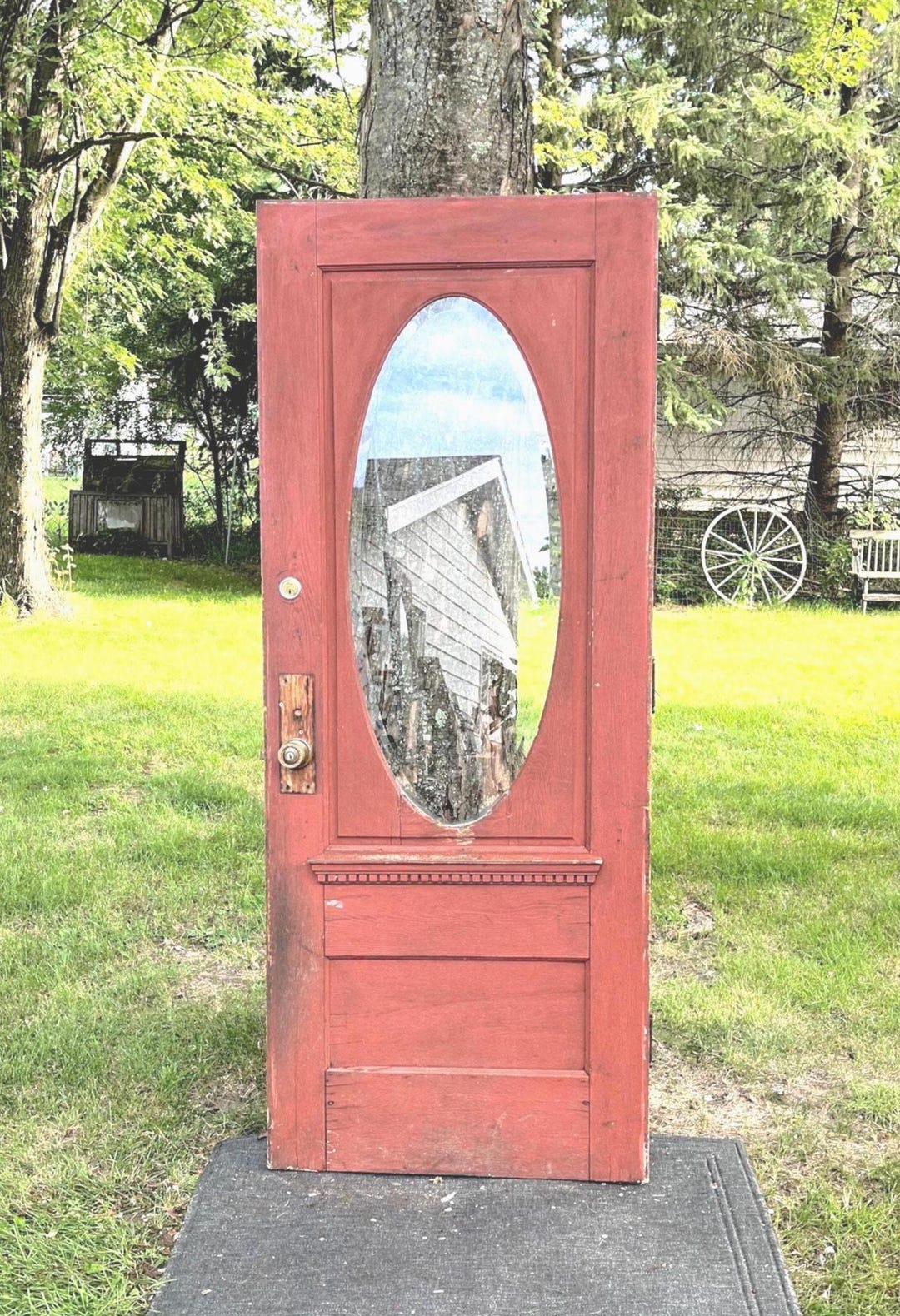 Antique Beveled Oval Glass Wood Door: Reclaimed Victorian Entry 32" X ...