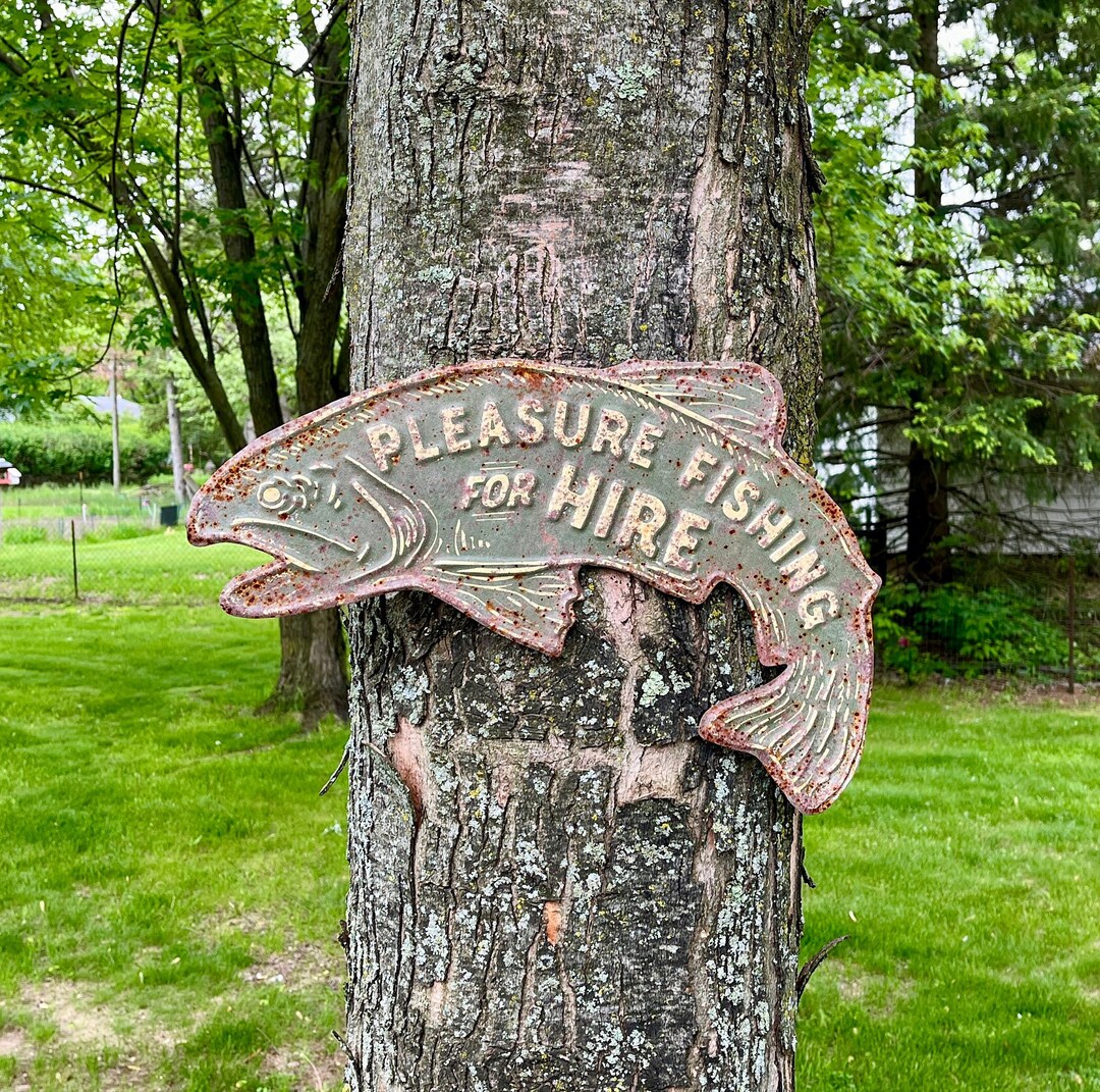 Rustic Pleasure Fishing Metal Sign Woodland Fish Lodge Lake House Outdoor Home Decor EQ69 - Etsy