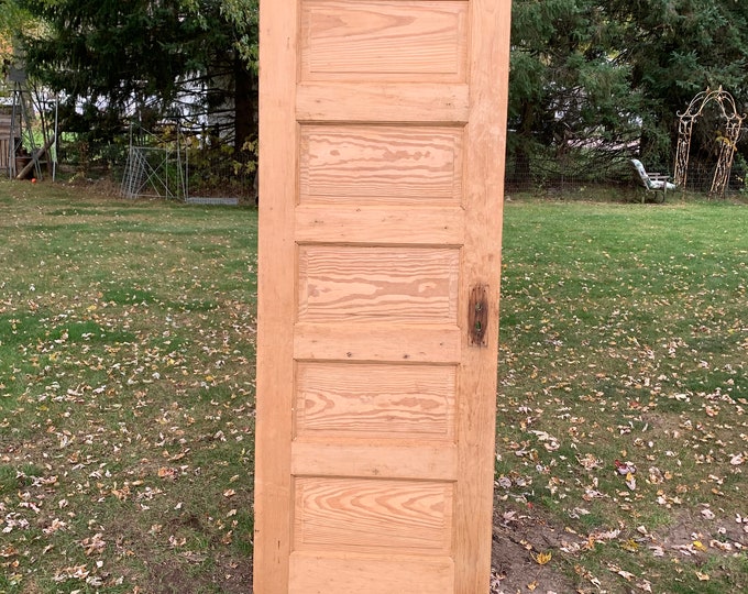 Antique Wood Recessed Five Panel Interior Door, Rustic Farmhouse ...