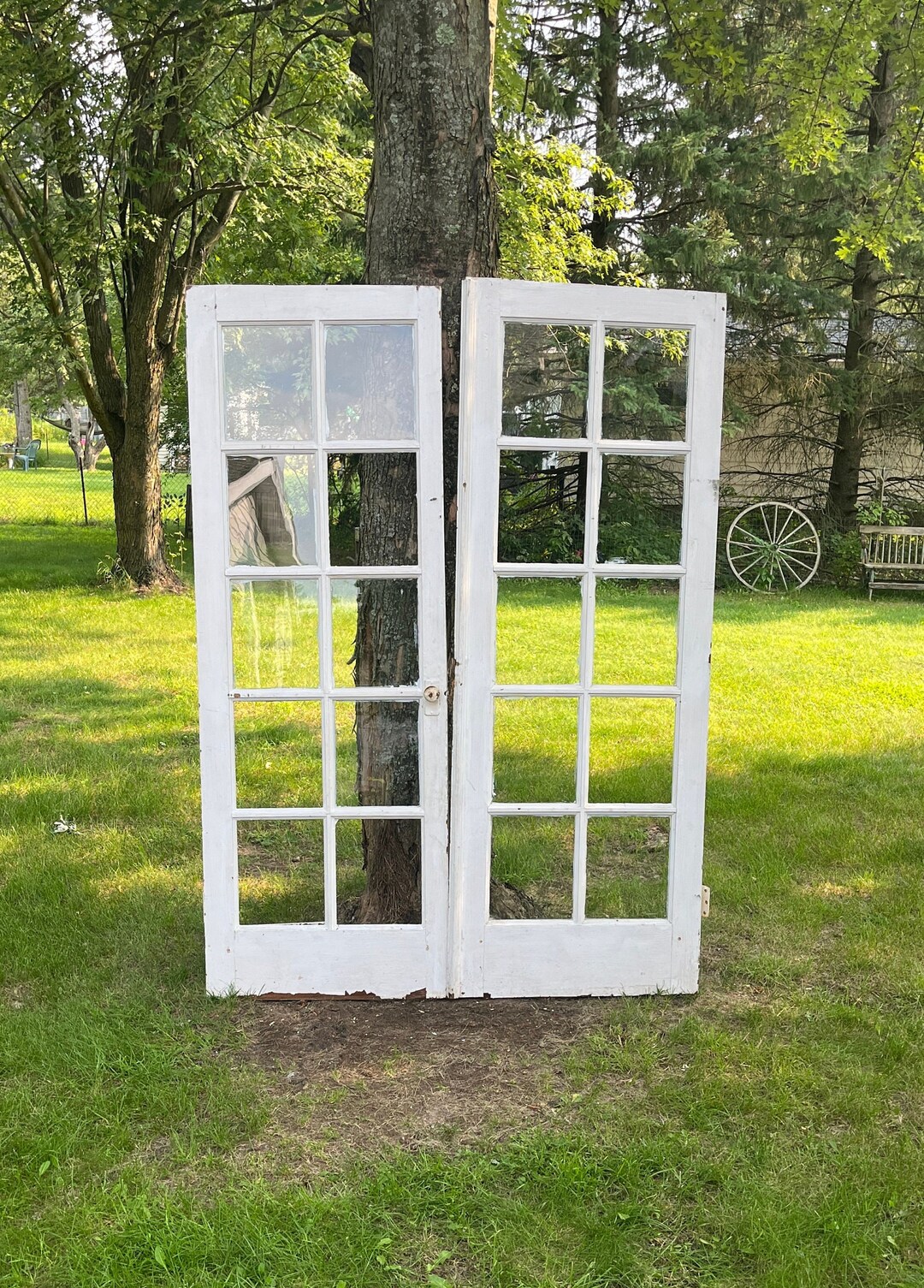 Antique Wood Glass Lite French Glass Lite Doors, 28" X 78 1/2", 56"w ...