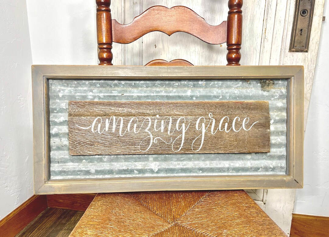 Christian Wall Art, Amazing Grace Southern Rustic Sign Wall Hanging ...