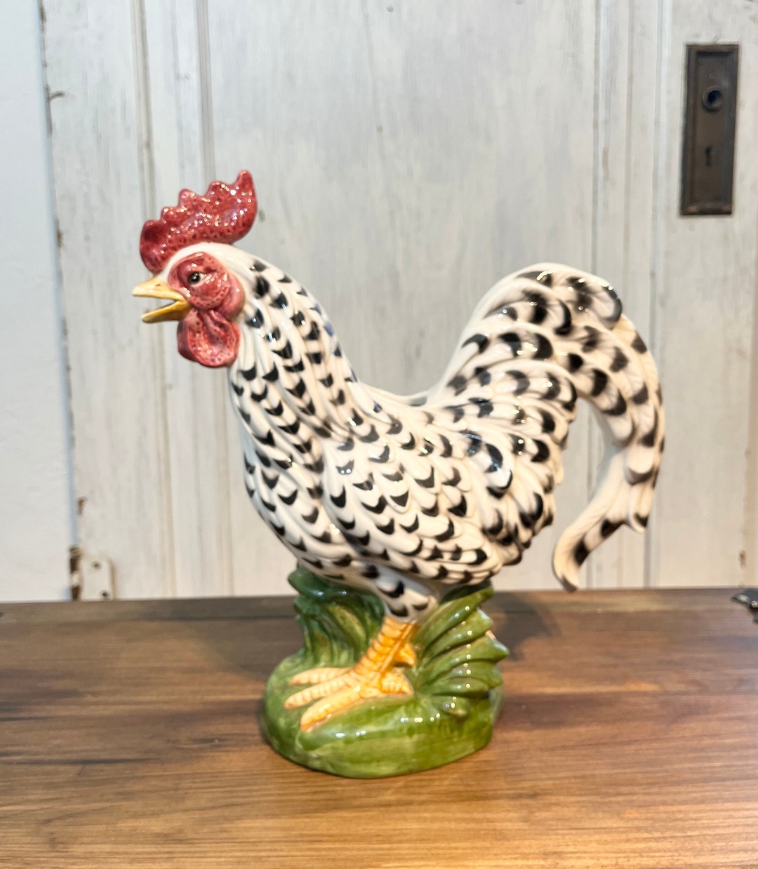 Vintage Ceramic Rooster Statue, Farmhouse Rooster Figurine, Rooster ...
