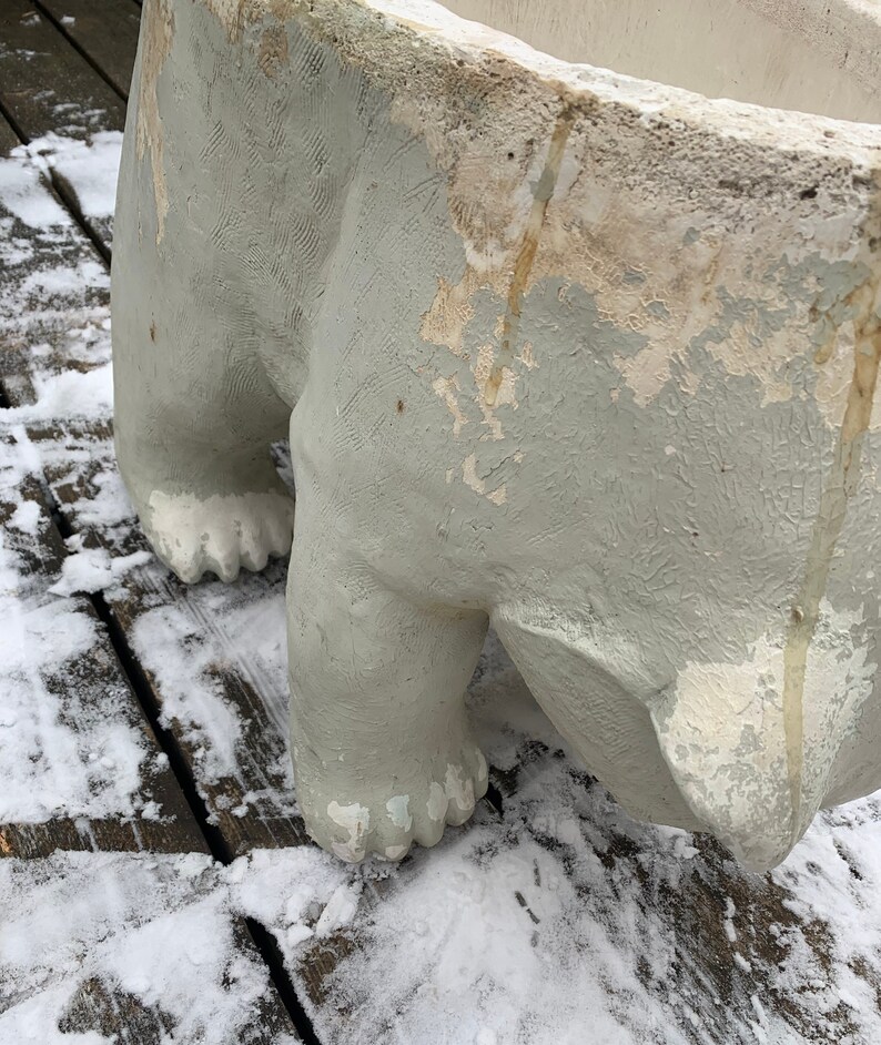 Bear Table Plaster Polar Bear Statue Cabin Lodge Cottage - Etsy