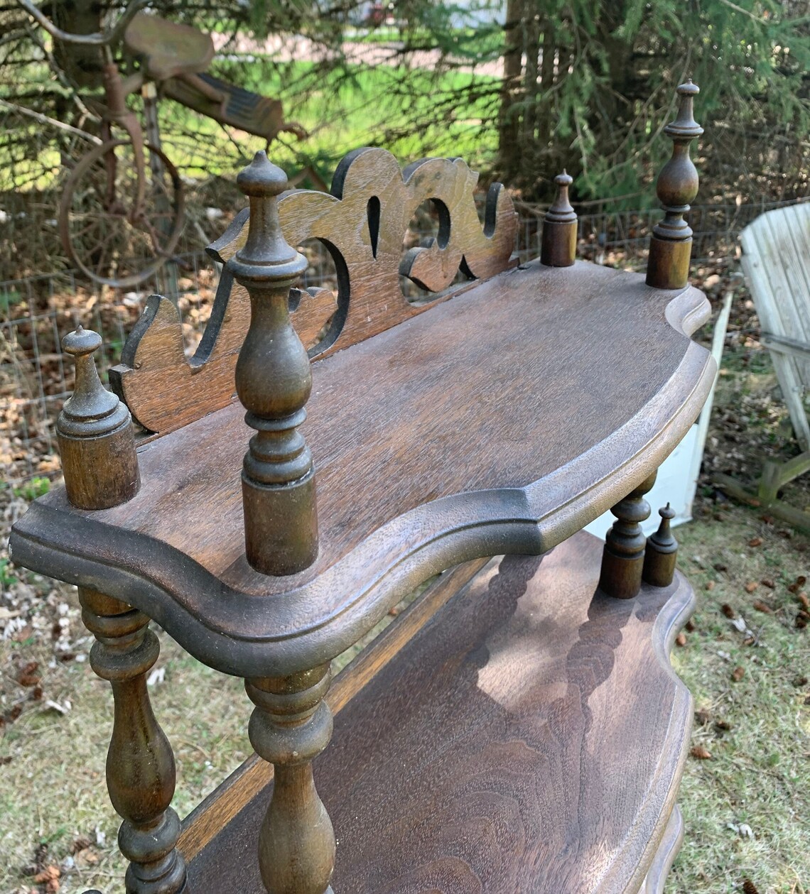 Antique Finial Shelf Five Tier Wood Shelf. Turned Spindle - Etsy