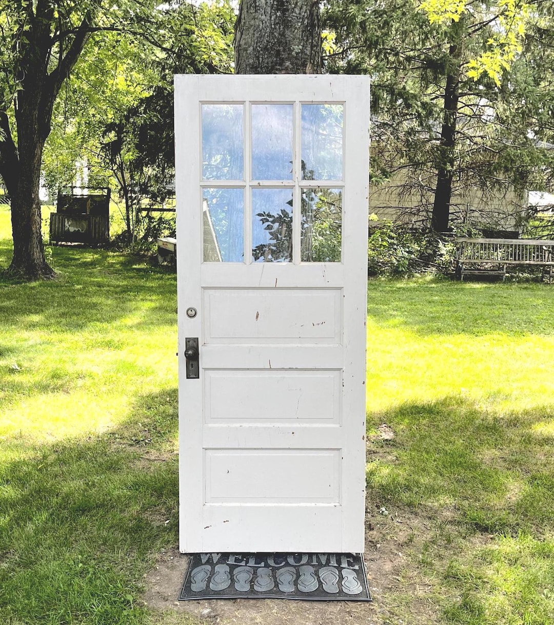 Antique Half Lite Glass Entry Front Door, Architectural Salvage ...