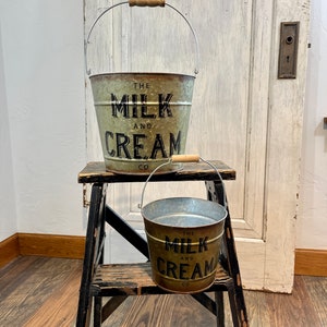 Set Milk and Cream Metal Buckets, Rustic Farmhouse Metal Bucket, Milk ...