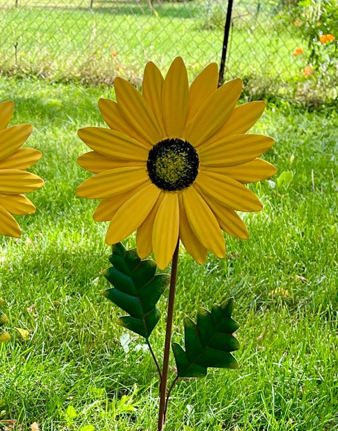 27" Large Metal Sunflower Stake Flower Garden Yard Art Fall Outdoor ...