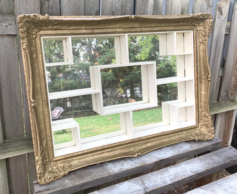 Antique Mirrored Shadow Box Display Shelf Gold Gilded Mirror - Etsy