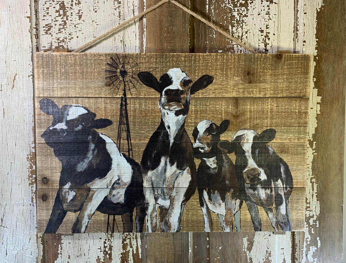 Rustic Cow Wall Art Farmhouse Wall Decor Farm Animal Decor - Etsy