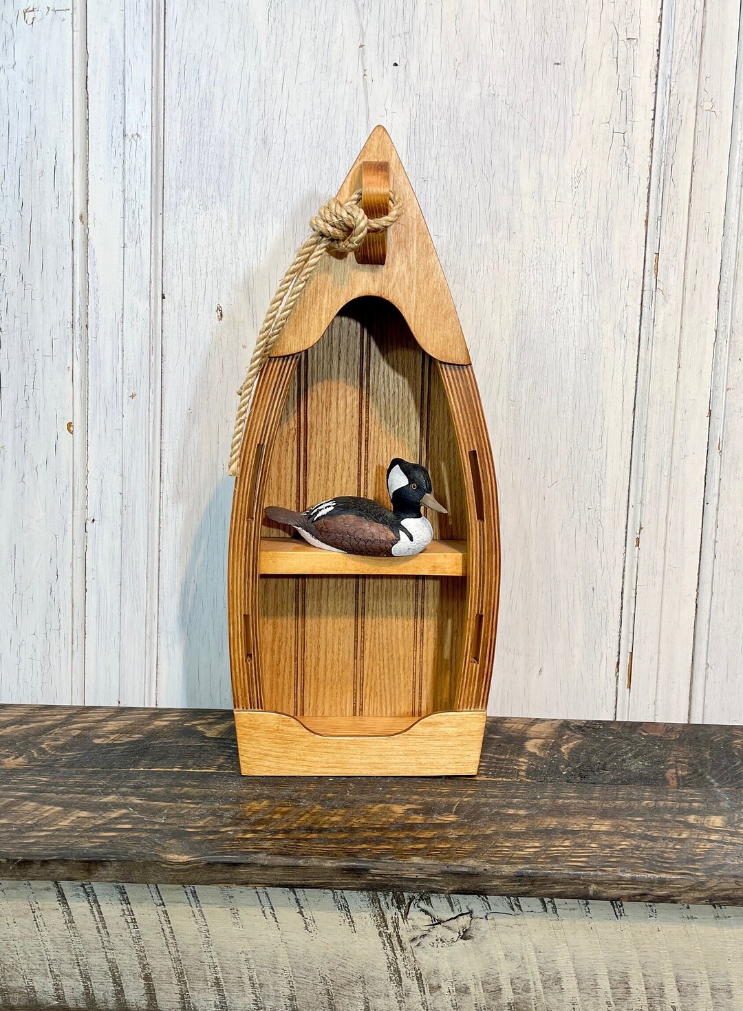 Rustic Wood Canoe Shelf Wall Hanging or Tabletop Decor Cabin Lodge ...