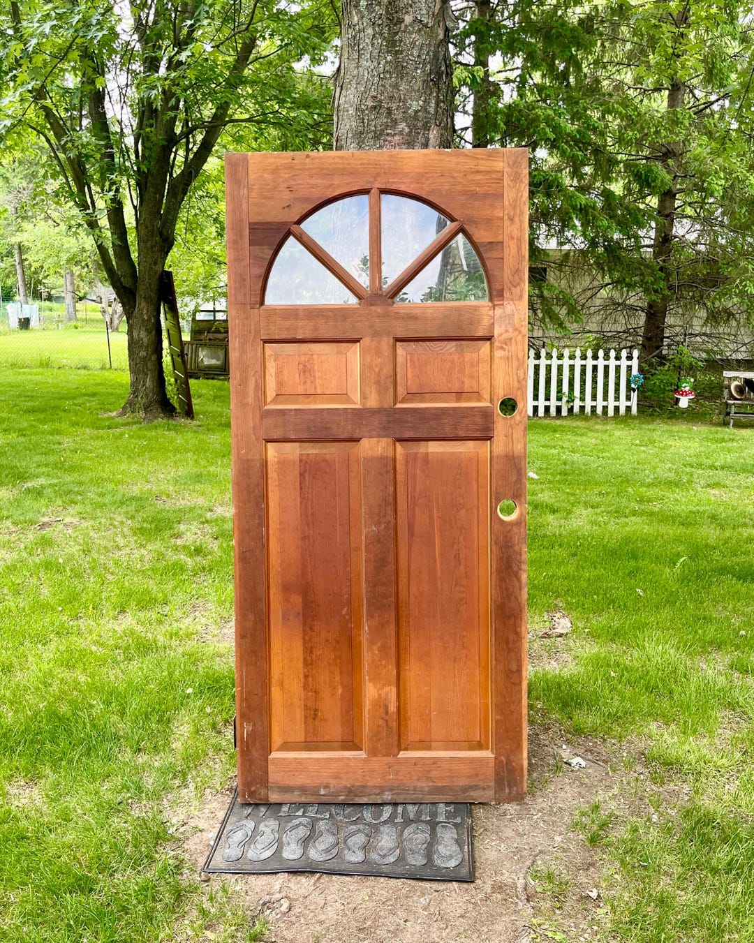 Arched Half Moon Wood Exterior Door, Architectural Salvage 35 3/4” X 78 ...