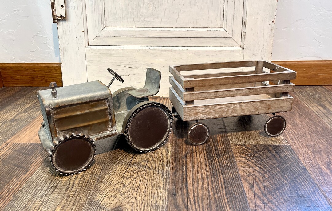 Metal Farm Tractor With Wagon Planter Farmhouse Porch Decor - Etsy
