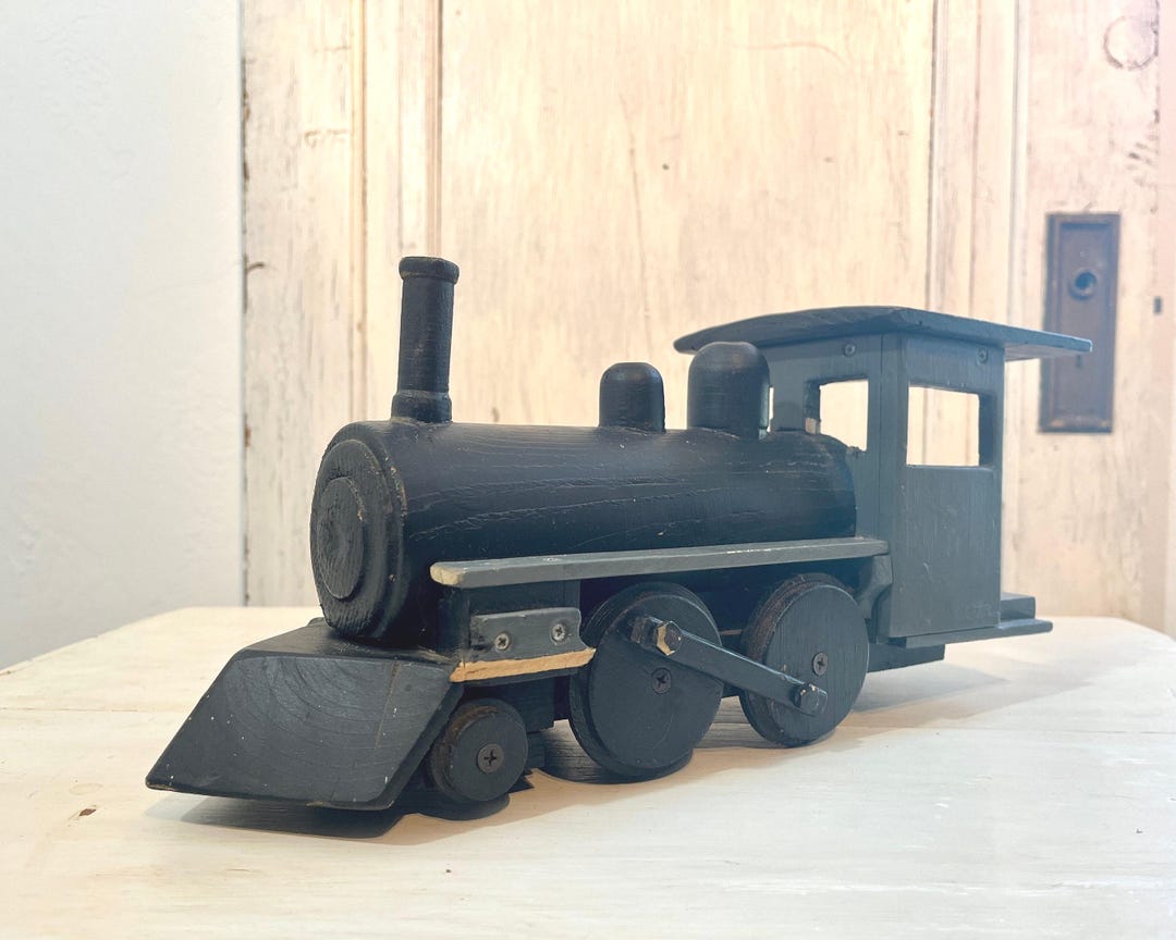 Vintage Wood Train, Locomotive Statue, Steam Engine Decor, Train Gift ...