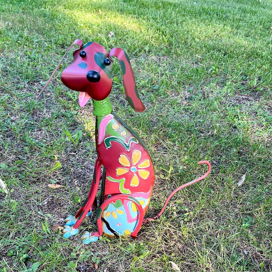 Metal Dog Statue, Art Deco Dog Statue, Outdoor Garden Statue Yard Art ...