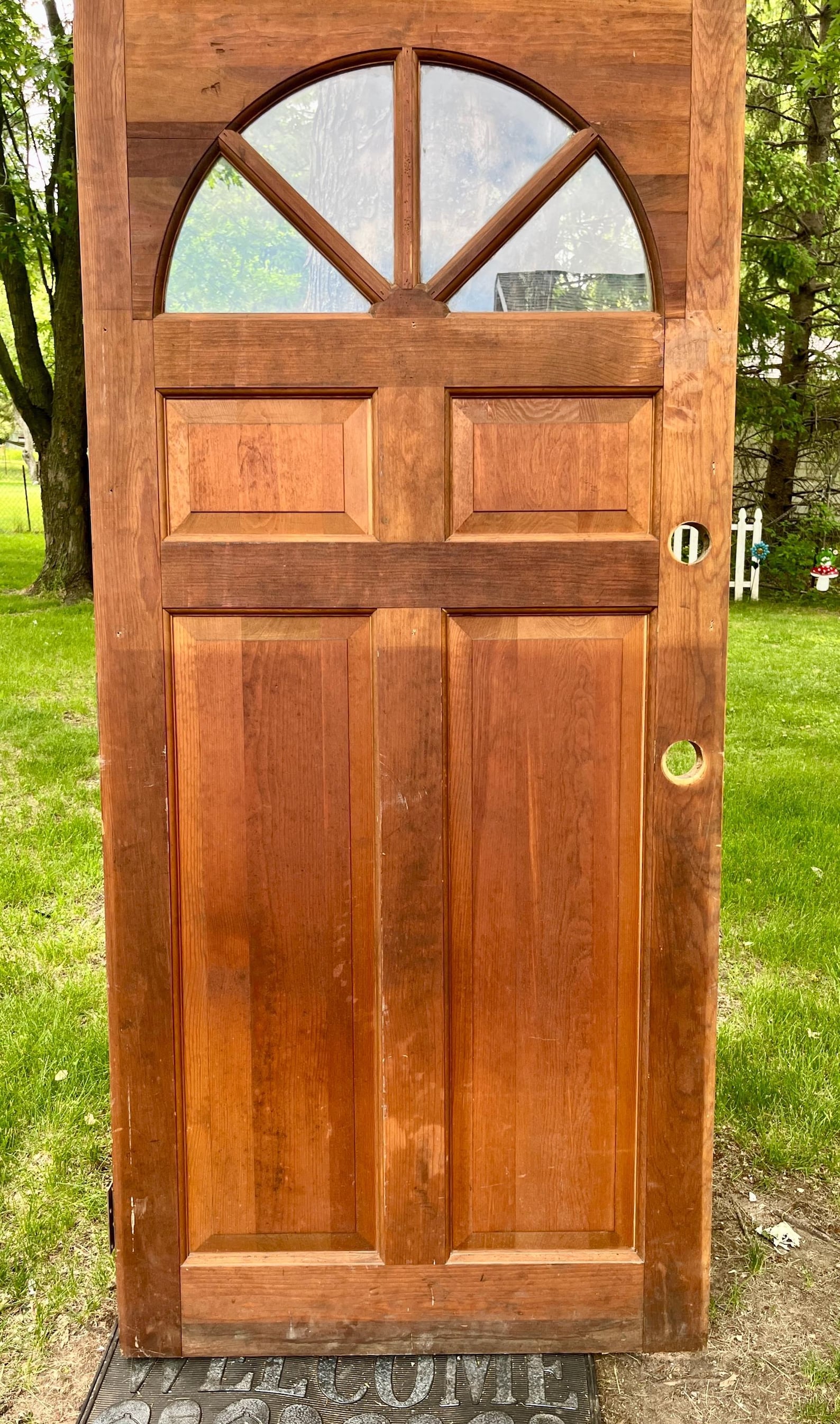 Arched Half Moon Wood Exterior Door, Architectural Salvage 35 3/4” X 78 ...