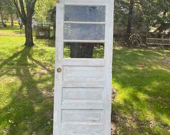 Antique Wood Wavy Glass Etched Panel Entry Exterior Door, Architectural ...