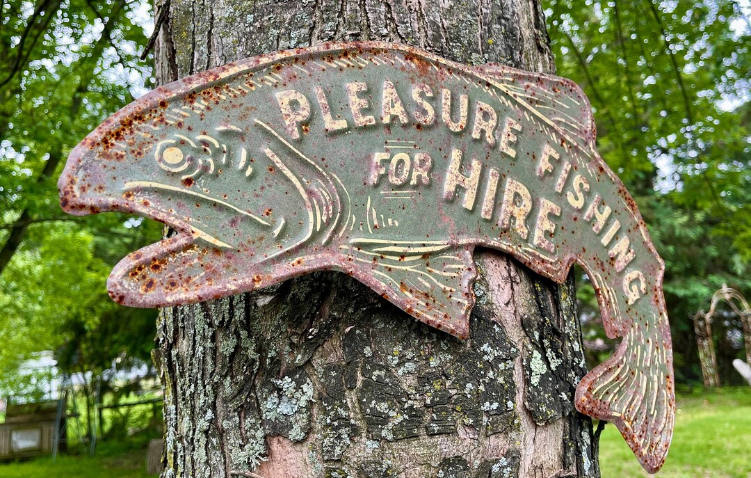 Rustic Pleasure Fishing Metal Sign Woodland Fish Lodge Lake House Outdoor Home Decor EQ69 - Etsy