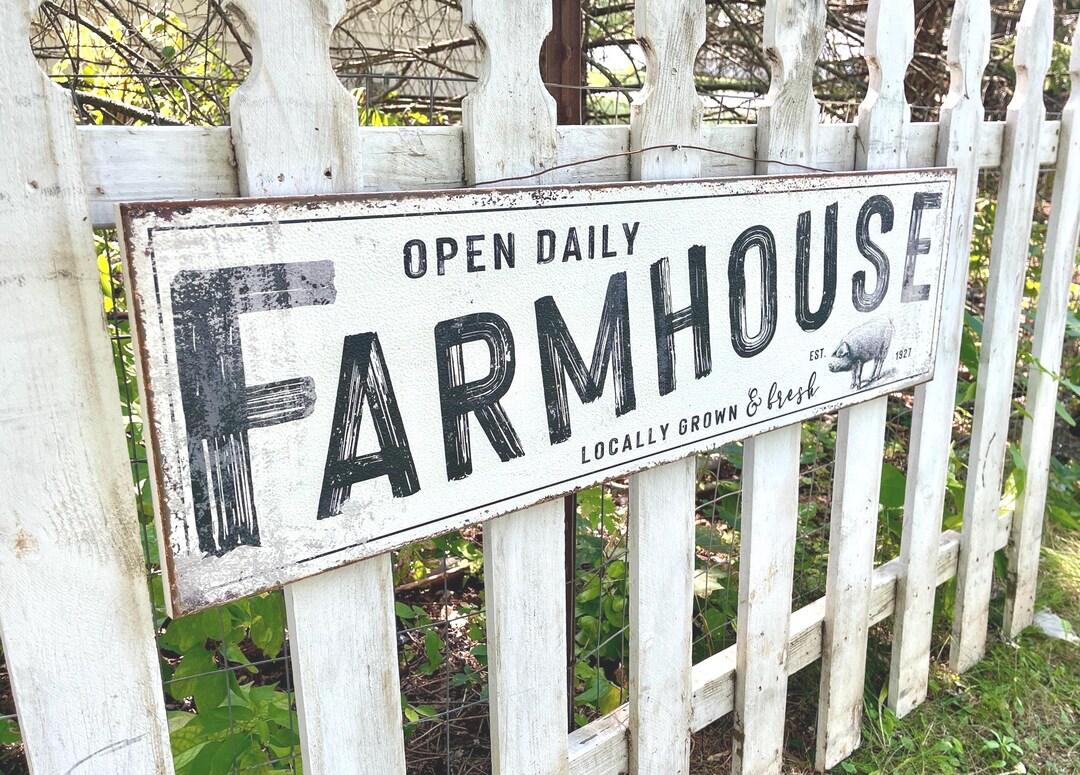 Rustic Farm Fresh Meat Sign Pig Hog Fresh Pork Locally Grown Metal Wall ...