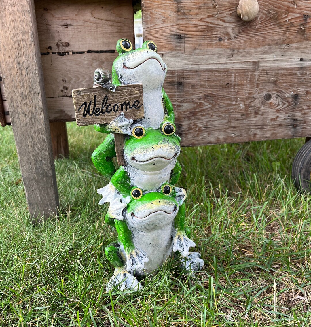 Outdoor Frog Garden Statue Sculpture Figurine Lawn Yard Porch ...