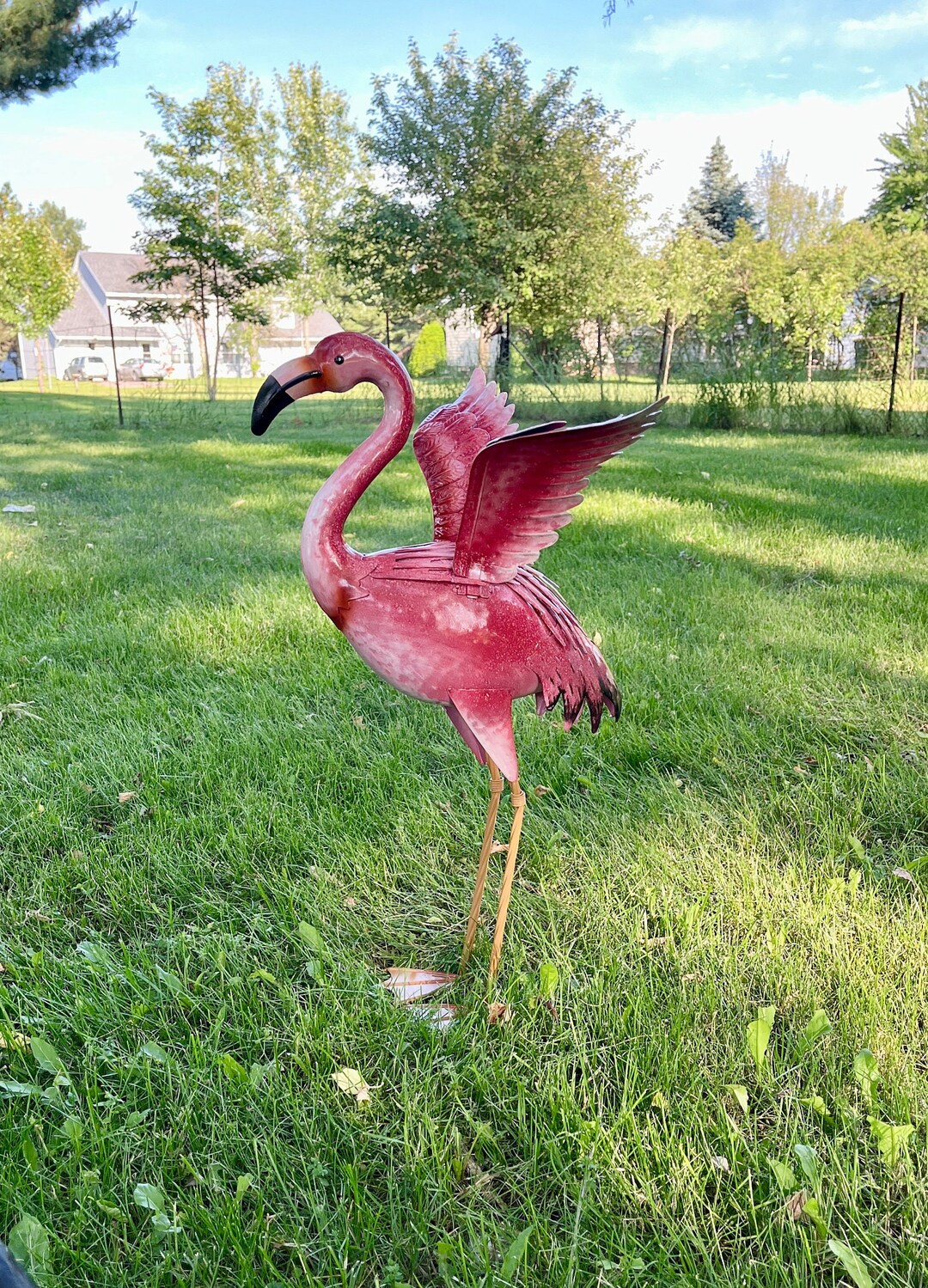 Pink Flamingo Bird Statue Outdoor Garden Stake Yard Art Decor EM35 - Etsy